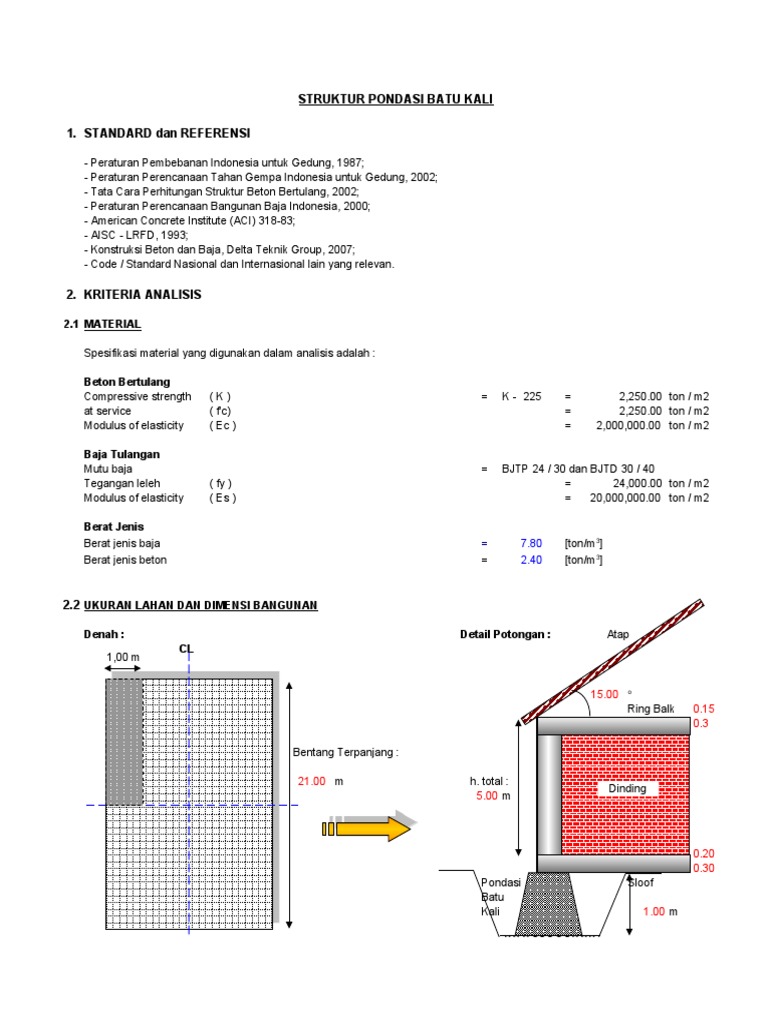 Struktur Pondasi Batu Kali | PDF
