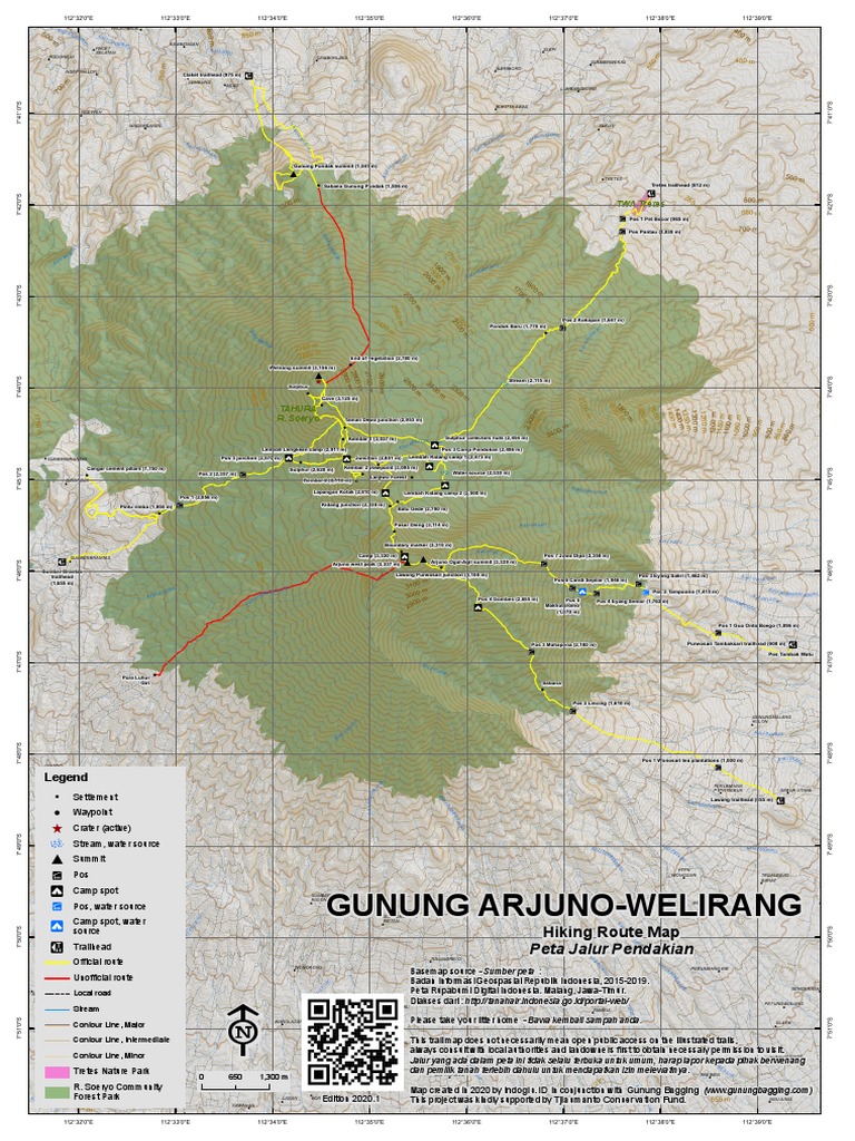 Peta Jalur Pendakian Gunung Arjuno Welirang | PDF