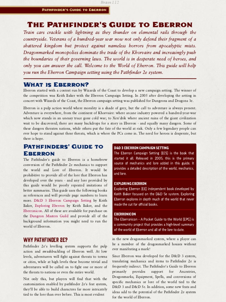 Pathfinders' Guide To Eberron | PDF | Elf (Dungeons & Dragons) | Dwarf (Dungeons & Dragons)