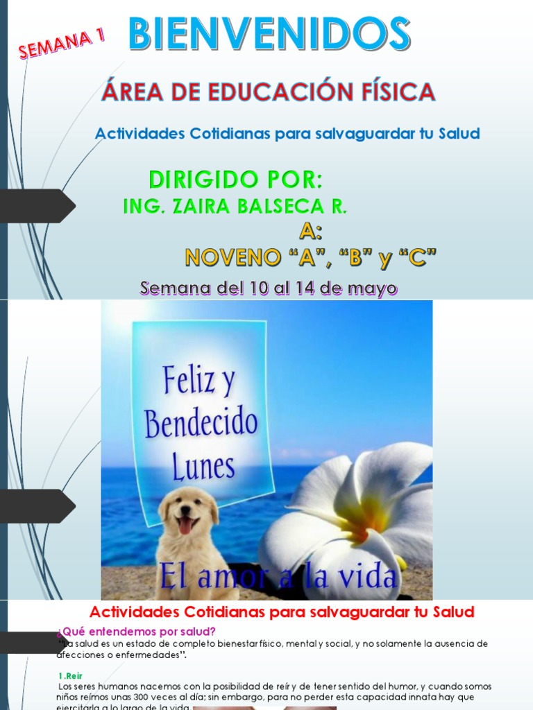 EEFF SEMANA 1 Actividades Cotidianas para Salvaguardar Tu Salud | PDF | Sicología | Ciencia ...