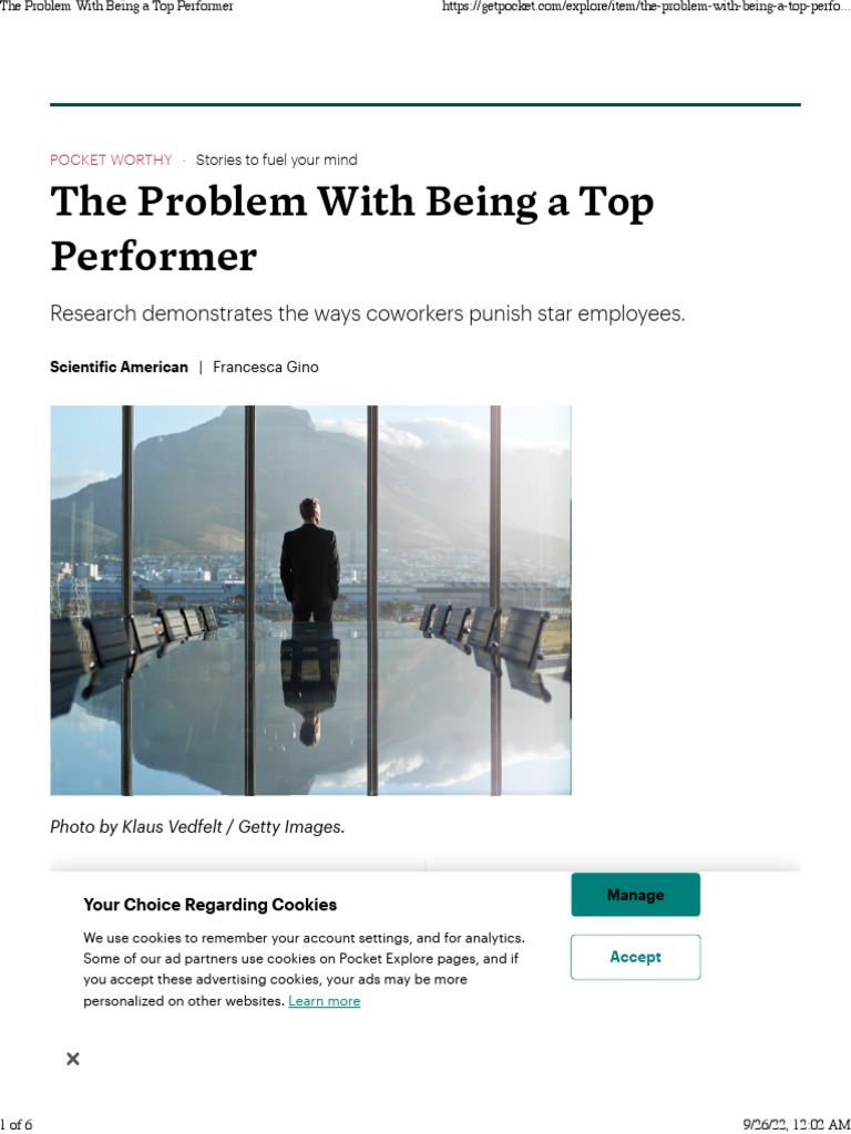 The Problem With Being A Top Performer | PDF | Http Cookie | Behavior
