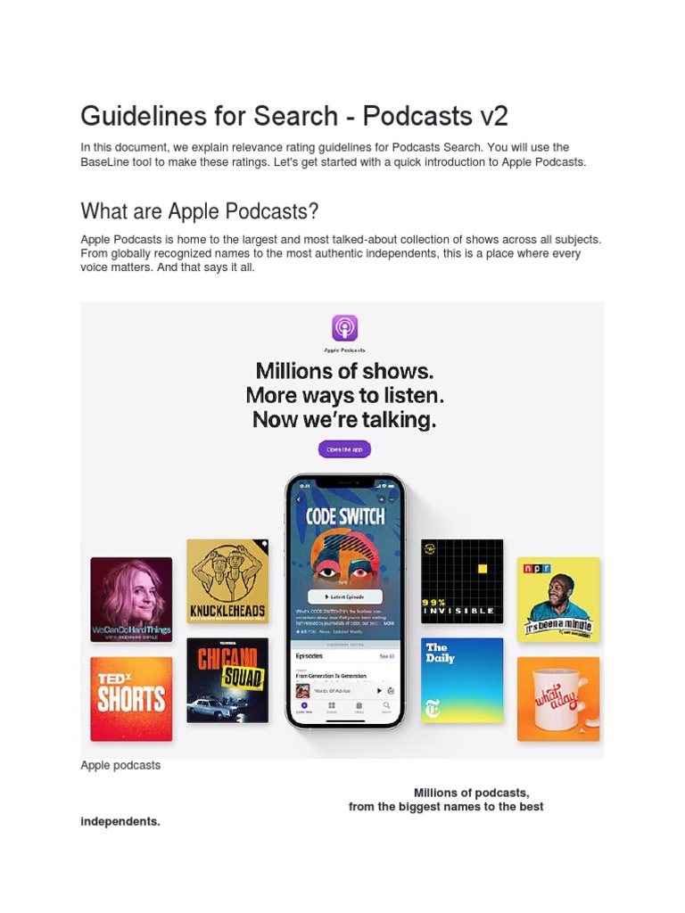 Apple Podcasts Search Rating Guide | PDF | Podcast | Podcasting