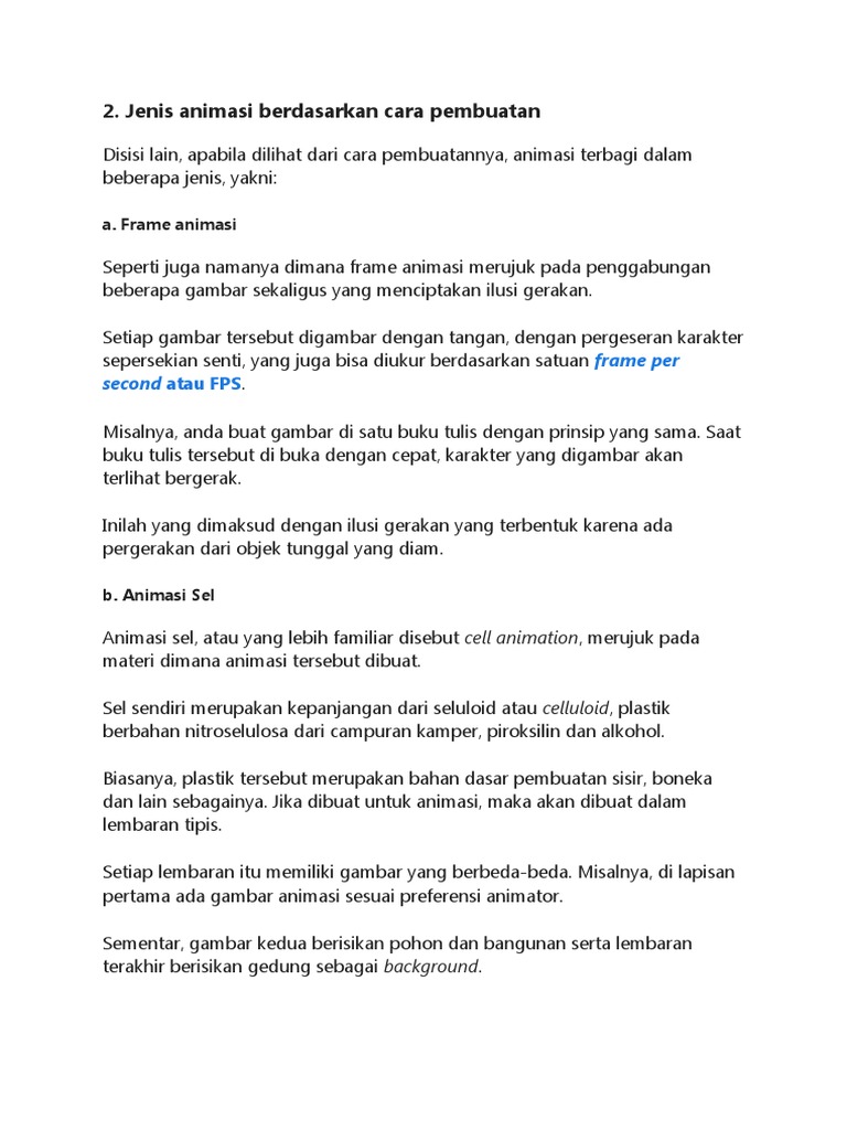 Jenis Animasi Berdasarkan Cara Pembuatan | PDF