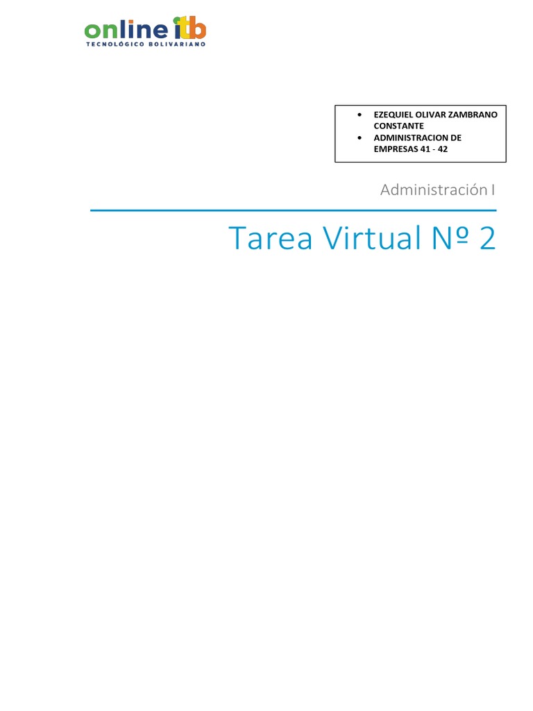 Tarea Virtual 2 | PDF | Planificación | Toma de decisiones