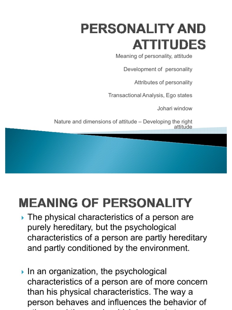 2nd Chapter Personality and Attitude 1 | PDF | Extraversion And ...