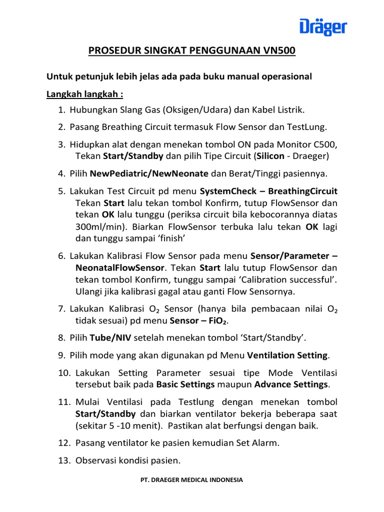 SOP Babylog VN500 | PDF | Teknologi & Rekayasa