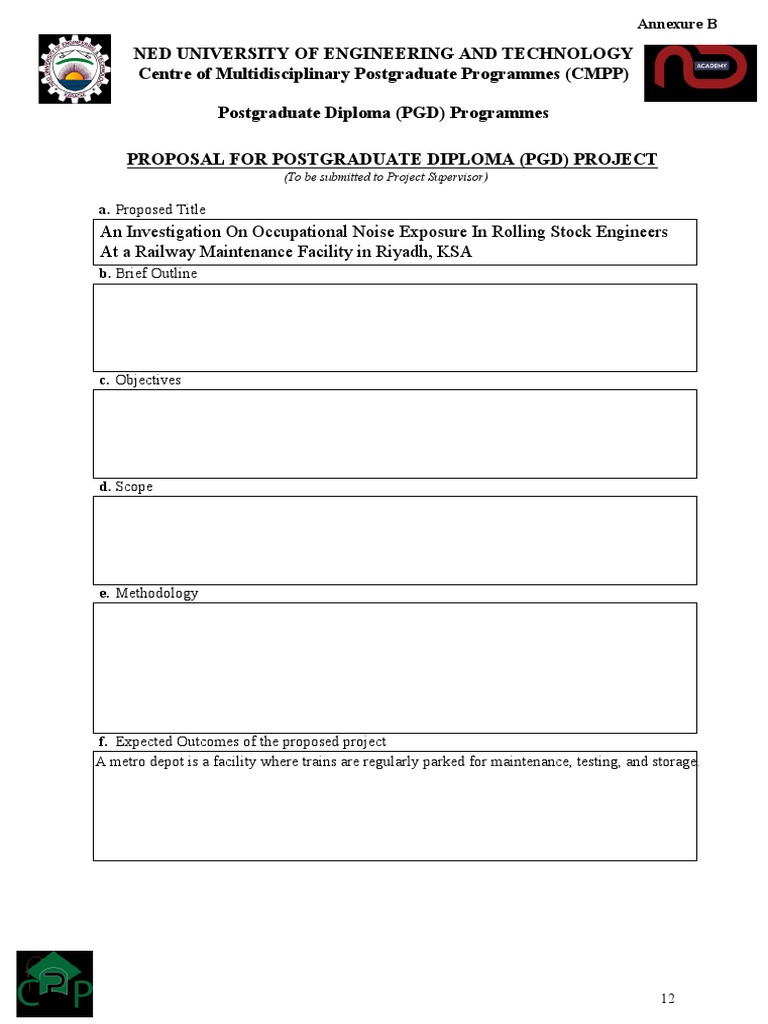 08 - Annexure B - Proposal For Postgraduate Diploma (PGD) Project | PDF ...