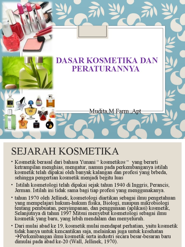 Dasar Kosmetika Dan Peraturannya: Mudita, M.Farm.,Apt | PDF | Kesehatan Holistik