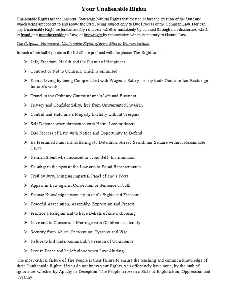 Understanding Unalienable Rights | PDF