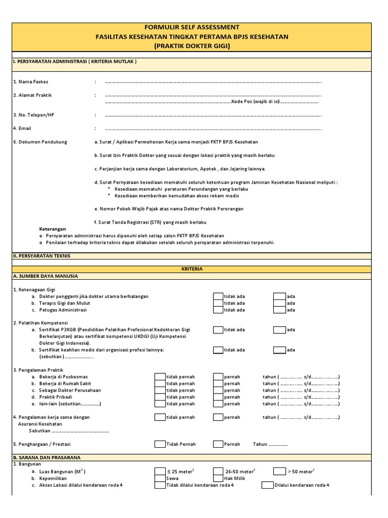 Formulir Self Assessment DRG | PDF