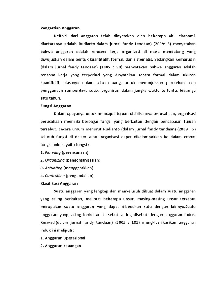 Pengertian Anggaran | PDF