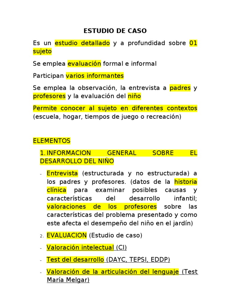 ESTUDIO DE CASO | Caso de estudio | Psicología Aplicada