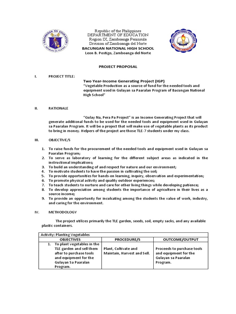 Income Generating ProjectProposal | PDF | Vegetables | Agriculture
