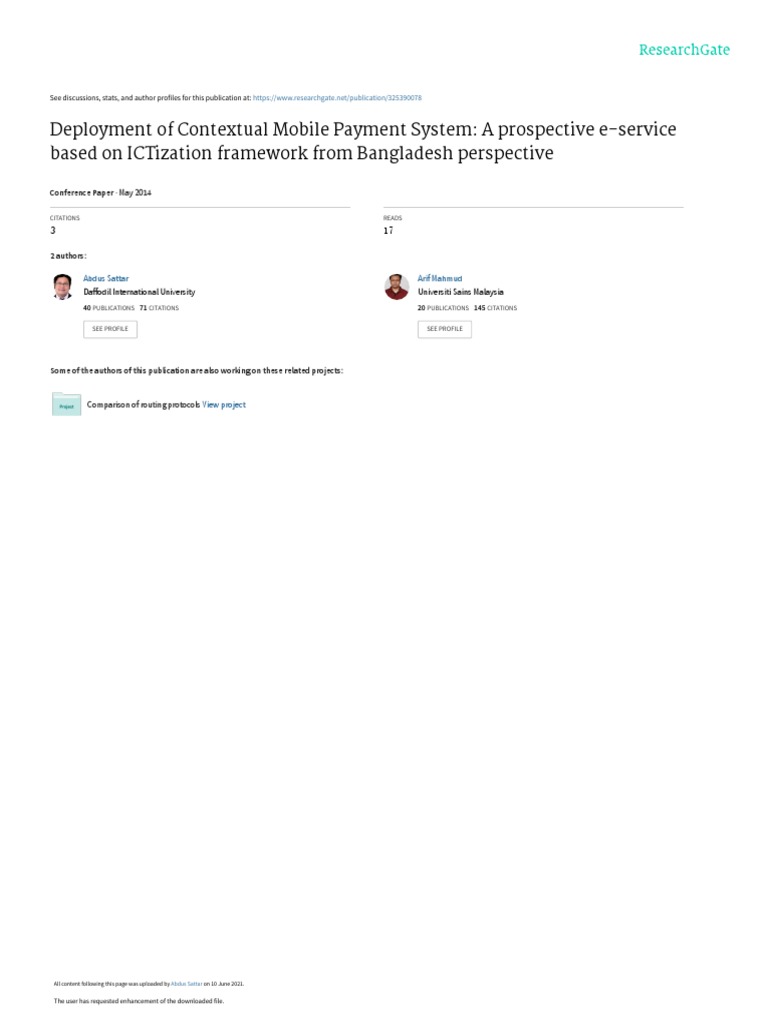 Deployment of Contextual Mobile Payment System: A Prospective E-Service Based On Ictization ...