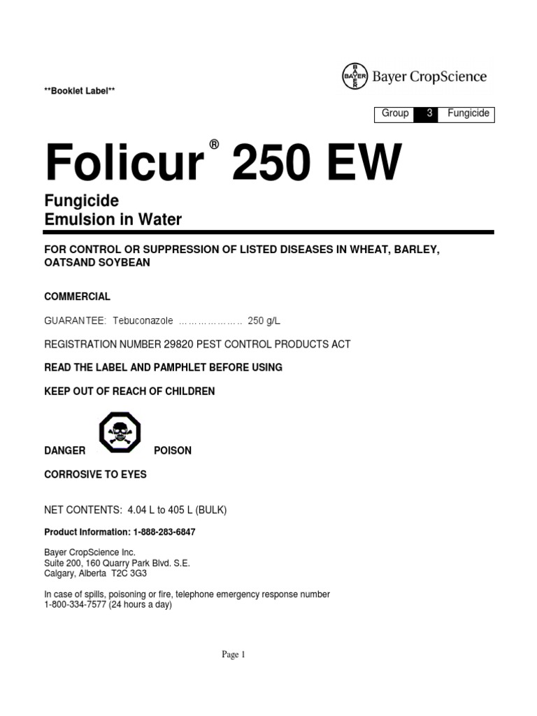 Folicur 250 EW Label - 12 28 20 - Ac | PDF | Surface Runoff