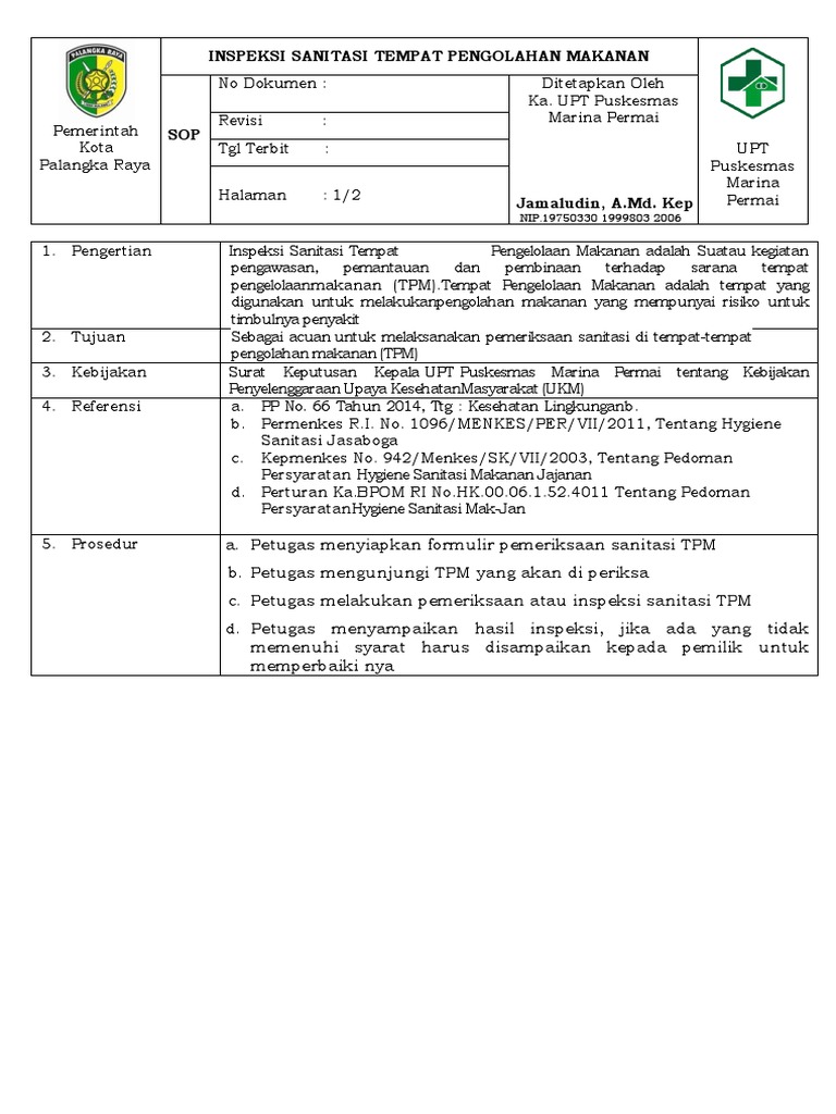 Sop Inspeksi TPM | PDF