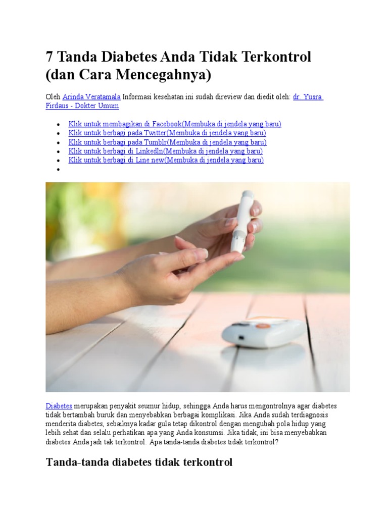 7 Tanda Diabetes Anda Tidak Terkontrol | PDF | Kesehatan Holistik ...