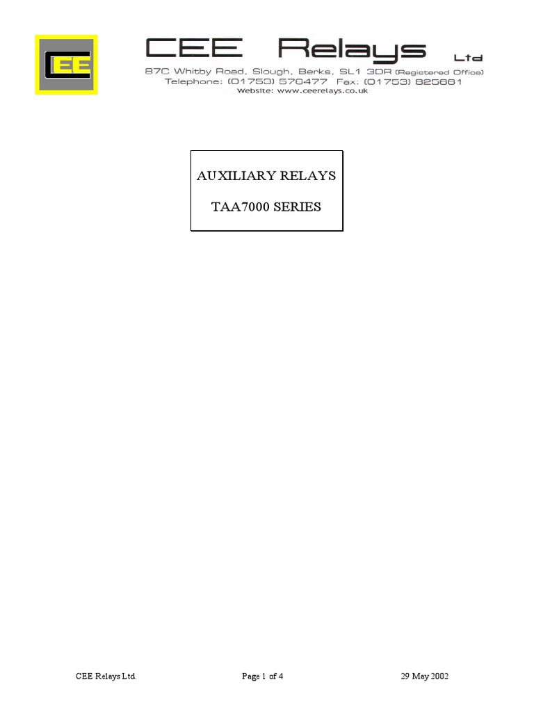 Taa 7000 | PDF | Relay | Inductor