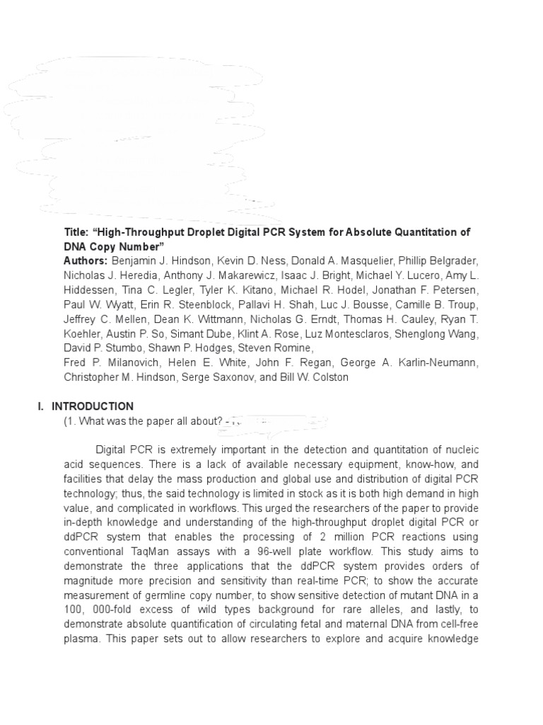 Group 4: DIGITAL PCR | PDF | Polymerase Chain Reaction | Real Time ...