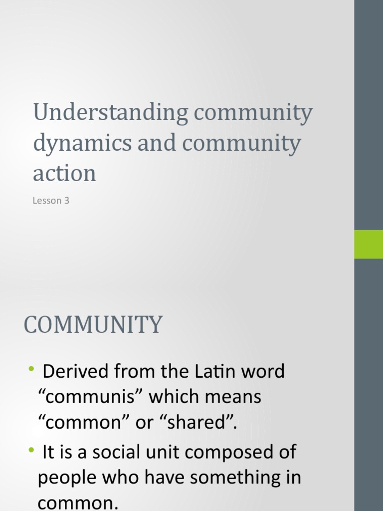 Lesson 3 Understanding Community Dynamics and Community Action | PDF ...