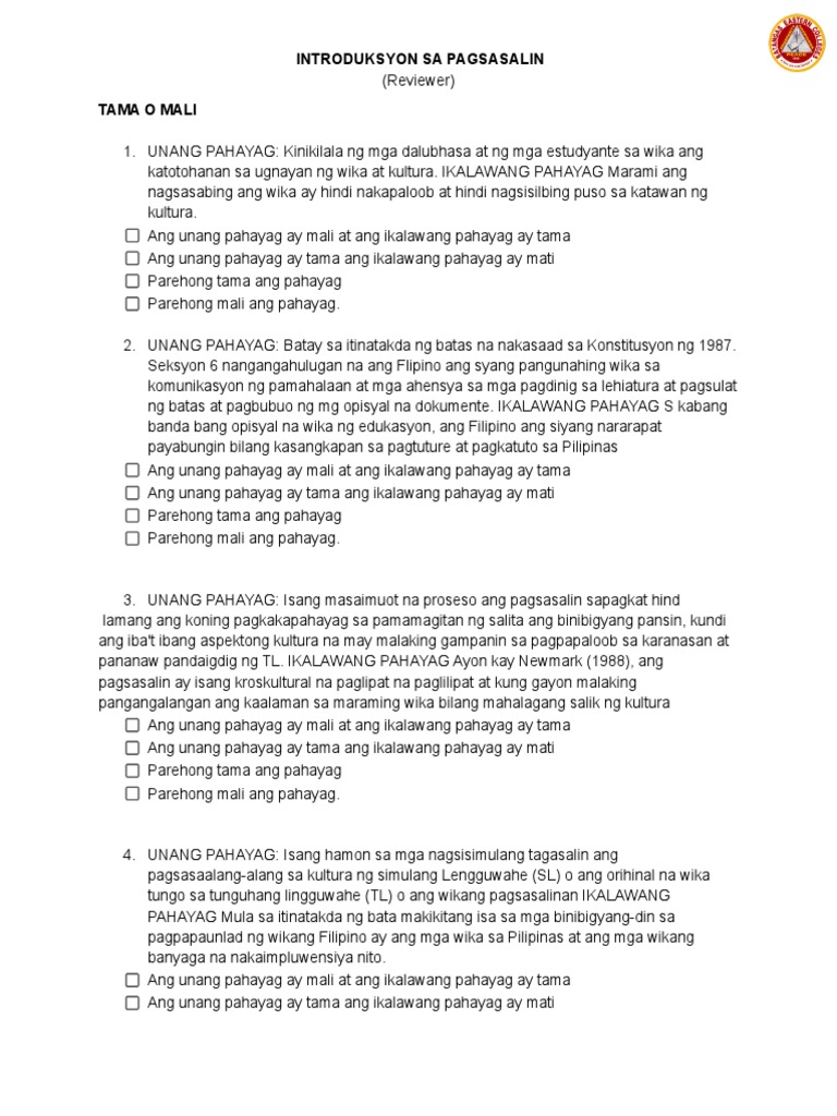 Introduksyon Sa Pagsasalin | PDF