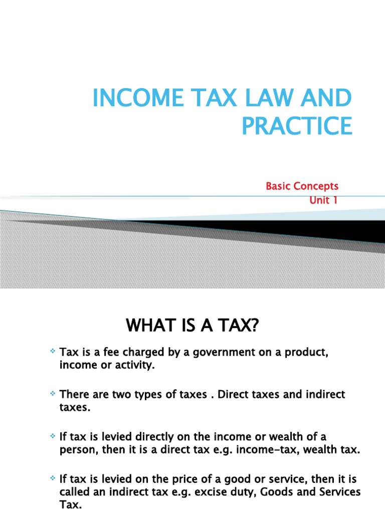 Income Tax Law - Basic Concepts For B.com 3rd Semester | PDF | Taxes ...