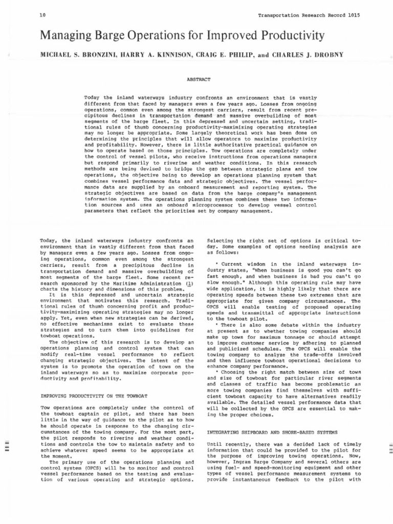 Barge Operations | Download Free PDF | Barge | Average Cost