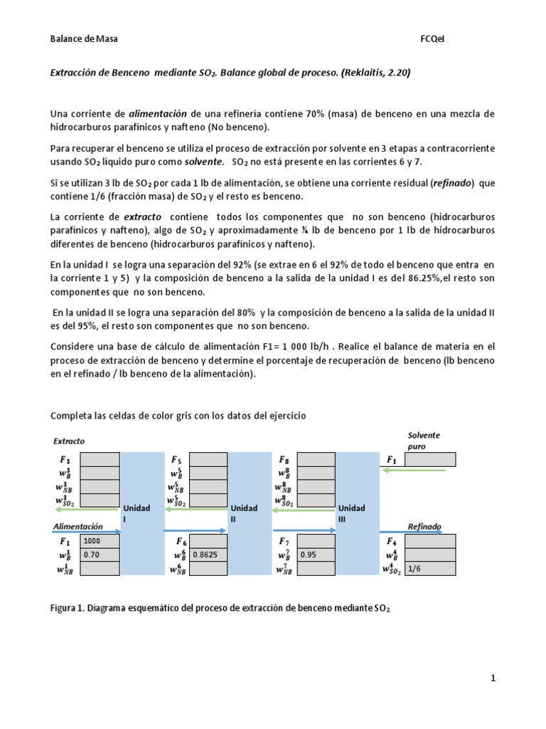 Desarrollo Ejercicio Extraccion de Benceno Mediante SO2 | PDF | Ecuaciones | Matemáticas