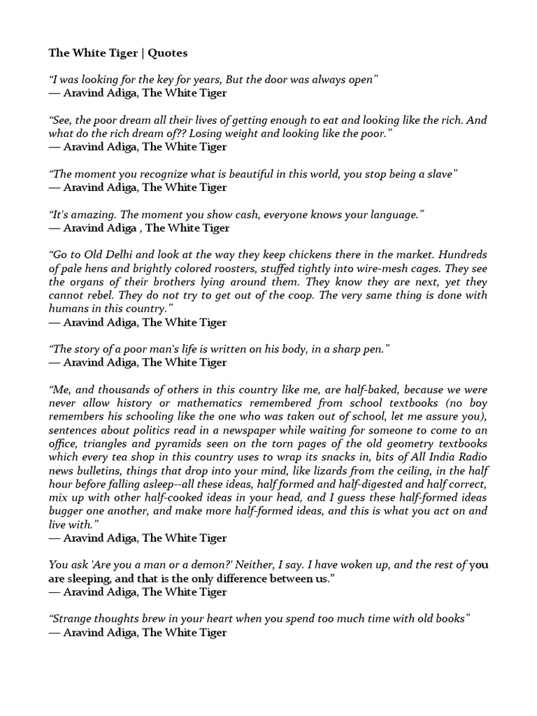 The White Tiger Quotes | PDF