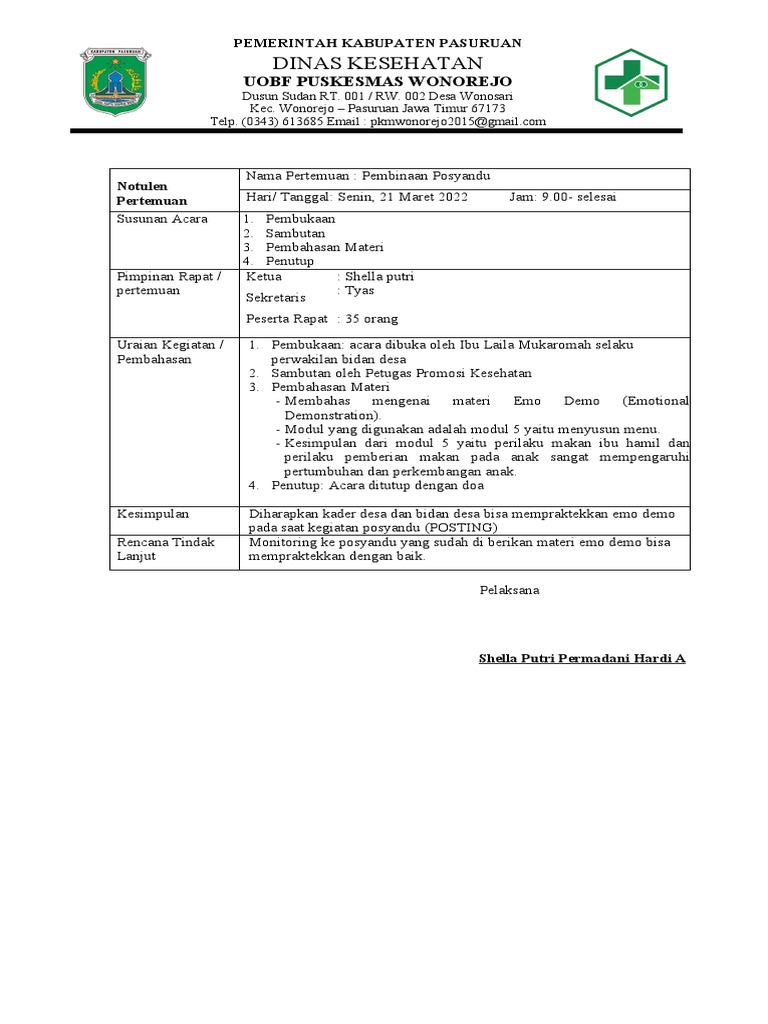 Notulen Pertemuan MINILOK RAPAT PTP 2022 | PDF