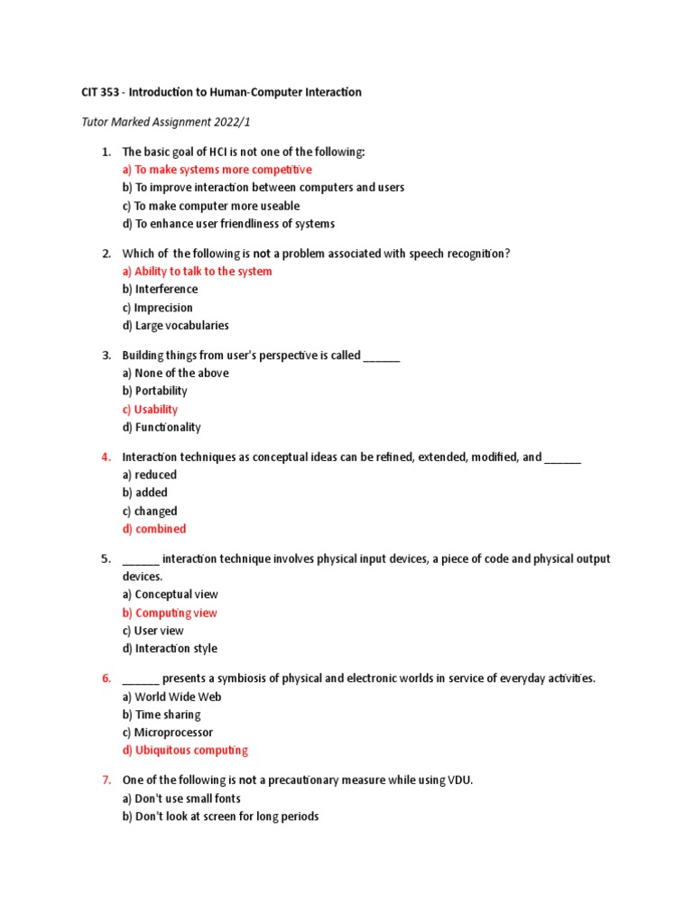 Tma Cit353 Pdf Human Computer Interaction Computer Engineering
