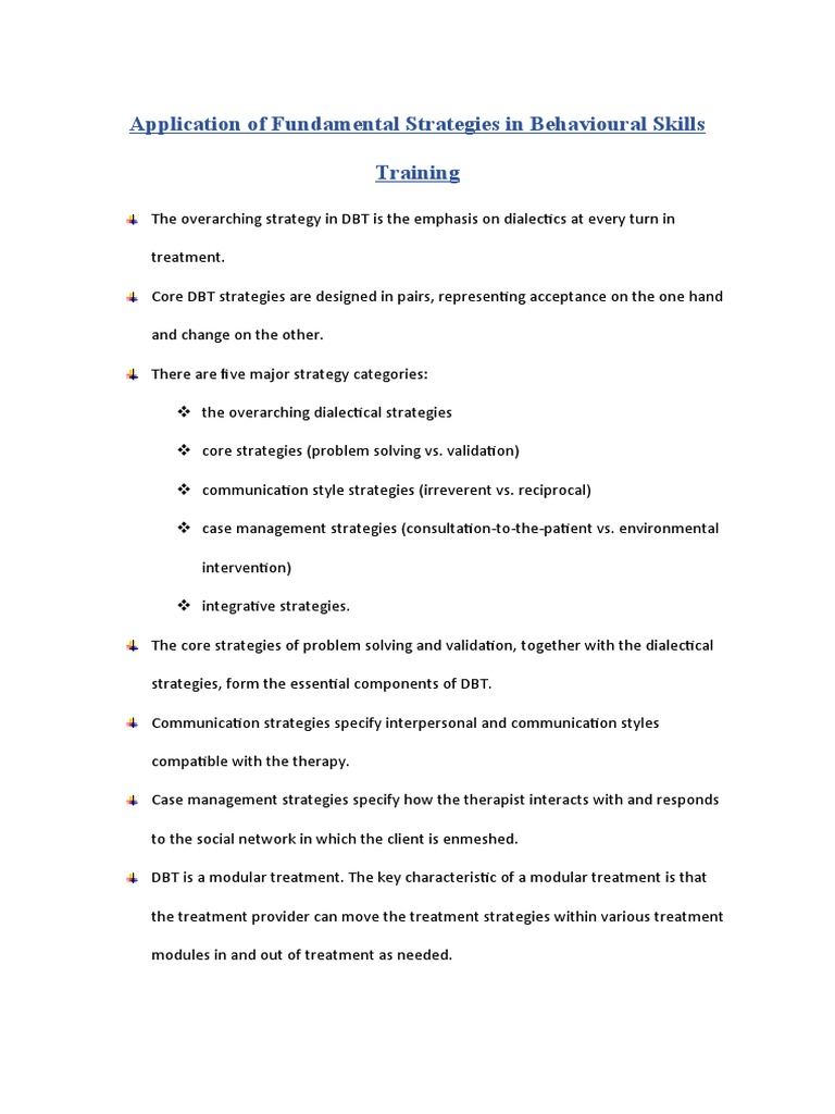 DBT Notes | PDF | Dialectical Behavior Therapy | Reinforcement