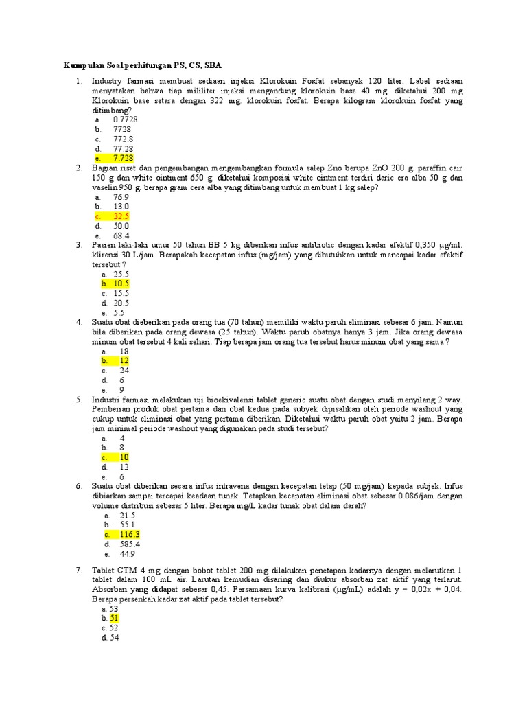Kumpulan Soal Perhitungan PS, CS, SBA - Unpad | PDF | Kesehatan Holistik | Sains & Matematika