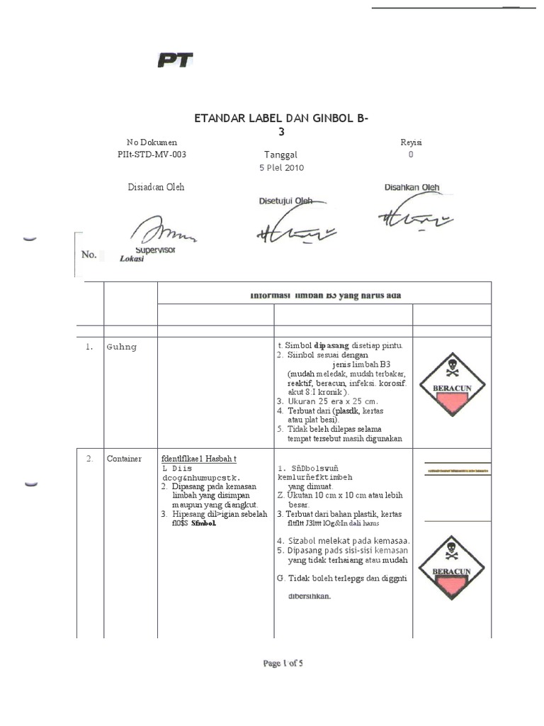 Standar Label Dan Simbol B3 | PDF