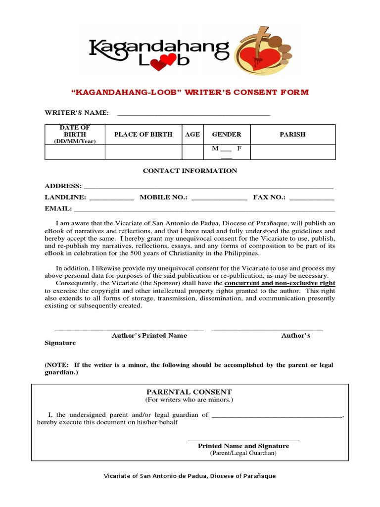 Writer's Consent Form | PDF | Justice | Crime & Violence