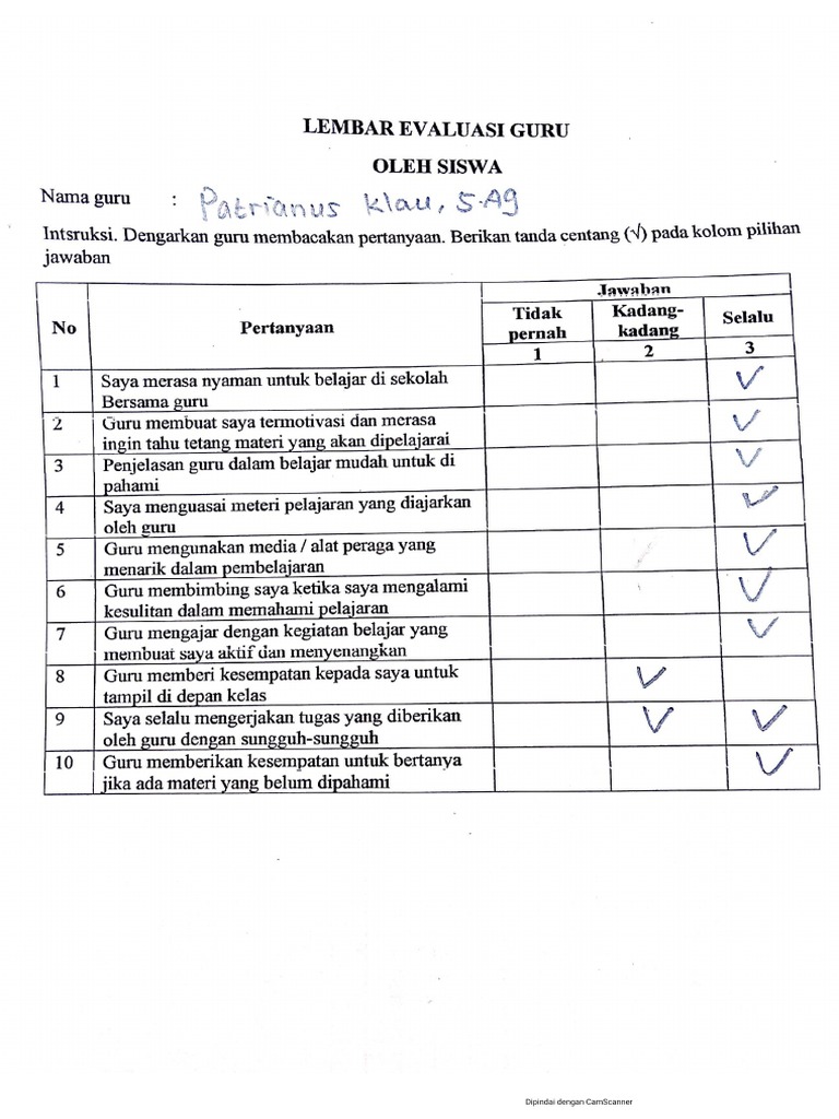 Umpan Balik Dari Siswa | PDF