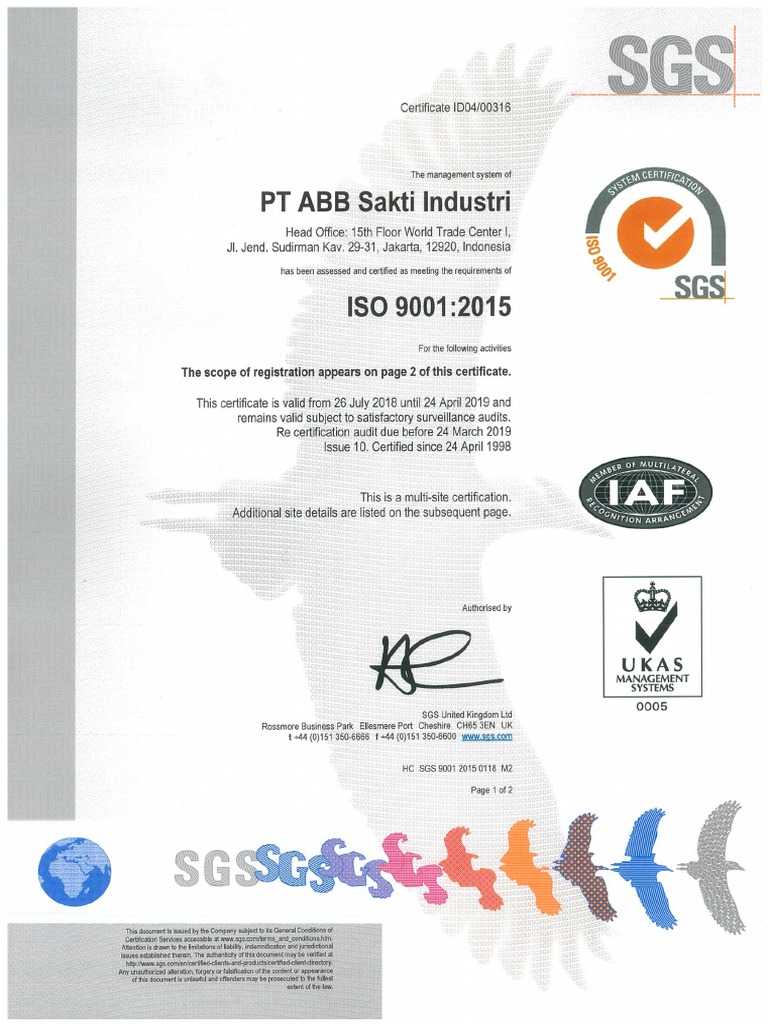 1.3 ISO Certificate 9001-2015 Certificate (Valid 24 March 2019) | PDF