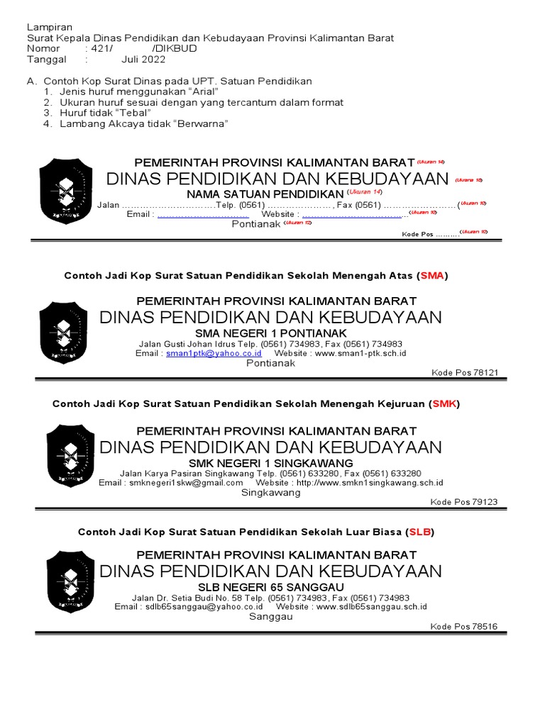 Contoh Kop Surat Dinas Pendidikan | PDF