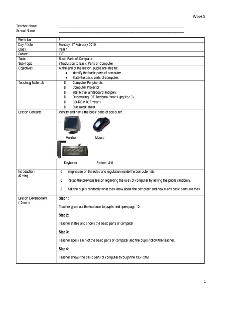 Identify Basic Computer Parts | PDF | Educational Technology | Teachers Identify Basic Computer Parts | PDF | Educational Technology | Teachers