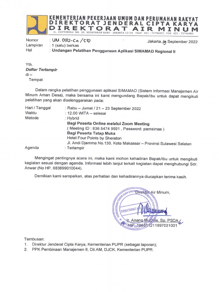 Surat Dir - AM - Undangan Pelatihan Penggunaan Aplikasi SIMAMAD ...