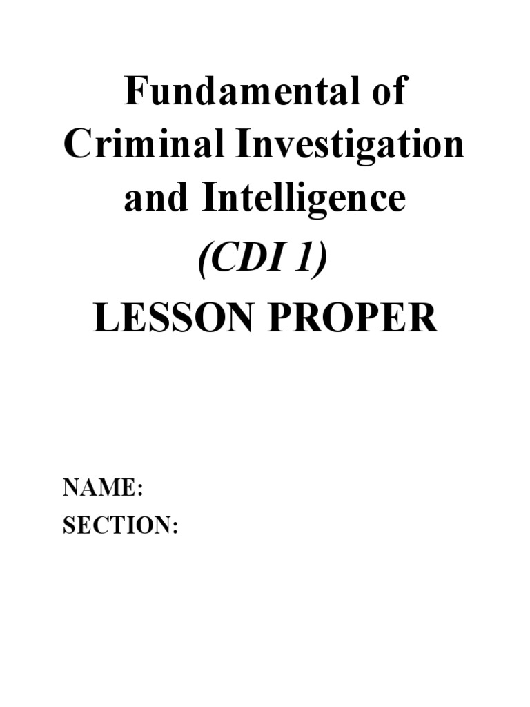 Fundamental of Criminal Investigation and Intelligence | PDF | Military ...