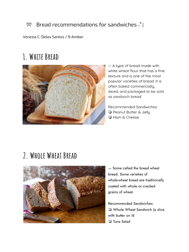 Breads Suited For Sandwich Making | PDF | Breads | Sandwich
