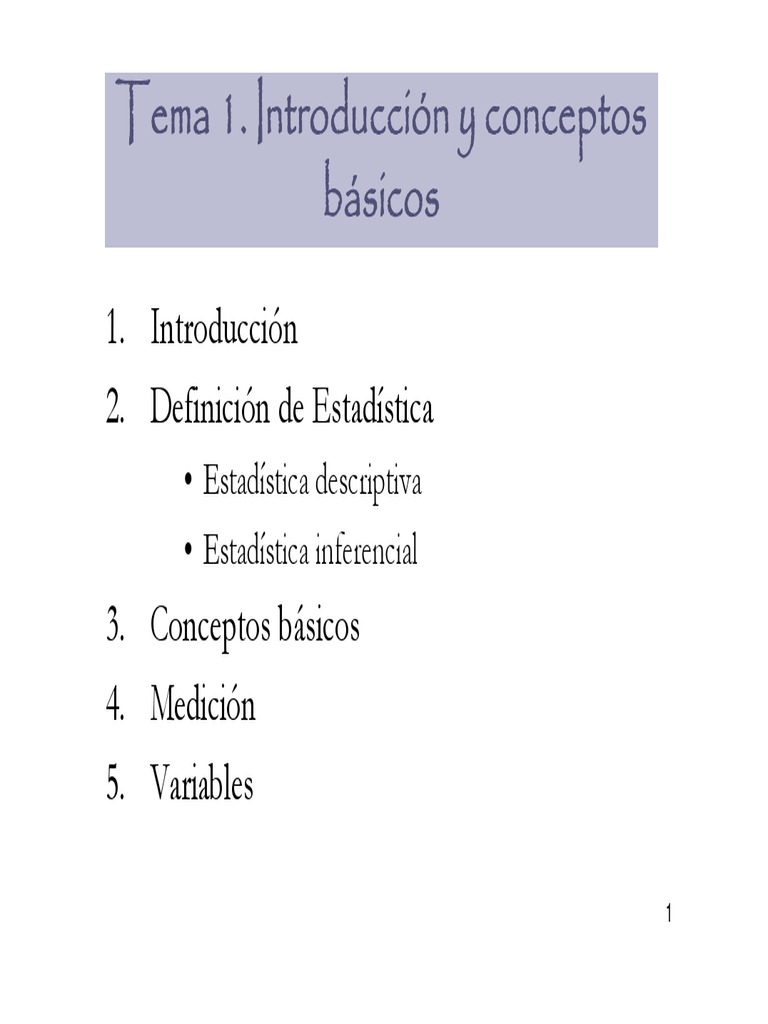 Tema 1 Conceptos B Sicos | PDF | Estadísticas | Muestreo (Estadísticas)