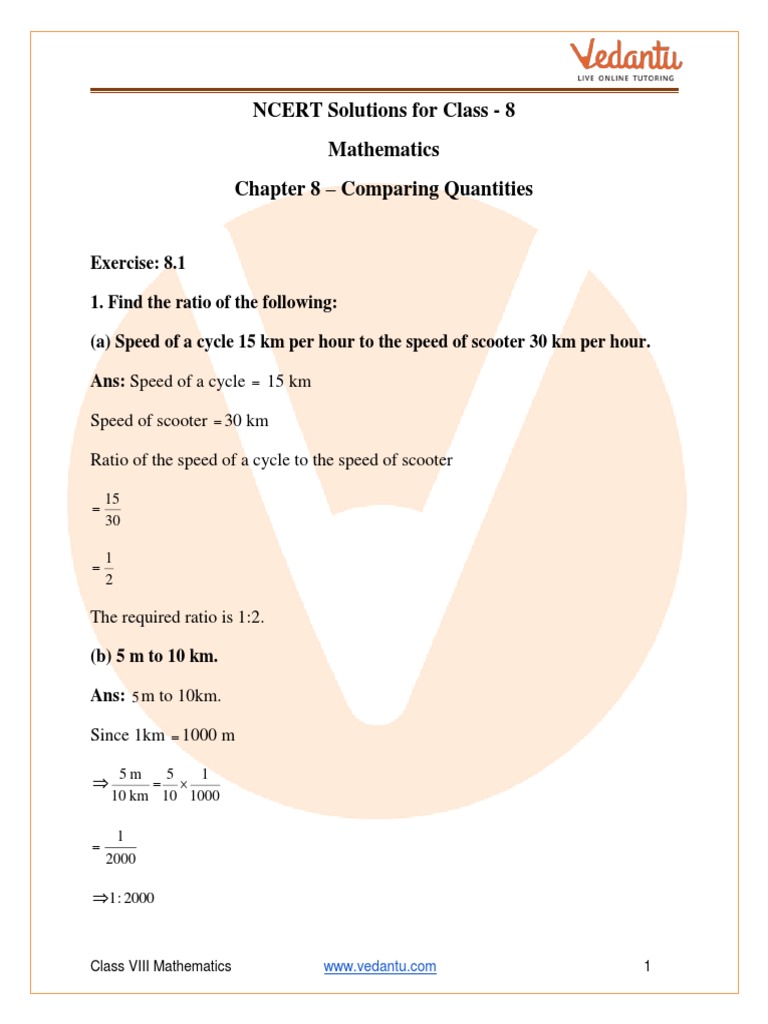 Class 8 - Maths - Comparing Quantities | PDF | Compound Interest | Interest