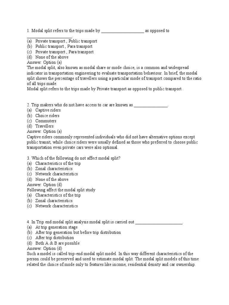Model Split Que | PDF | Interchange (Road) | Rapid Transit