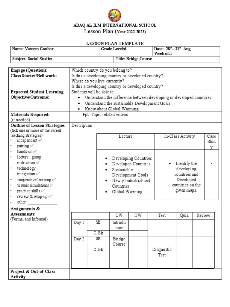 6th Grade Social Studies Lesson Plan | PDF | Lesson Plan | Change
