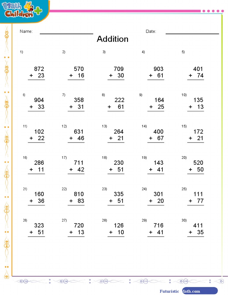 Calculs d'Addition Précis et Futuristes | PDF