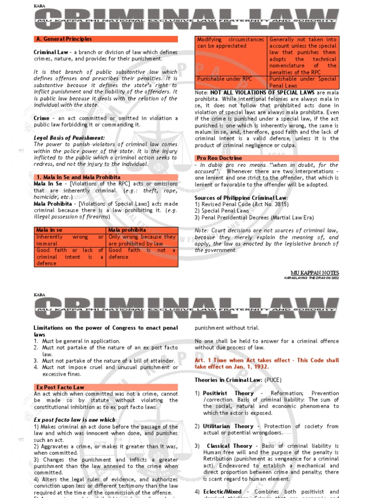 Criminal Law 1 MKP Notes.v03 | Download Free PDF | Criminal Law | Crimes