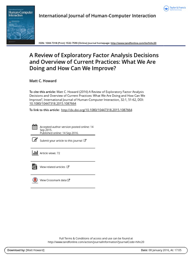 2016 Howard A Review of Exploratory Factor Analysis | PDF | Factor ...
