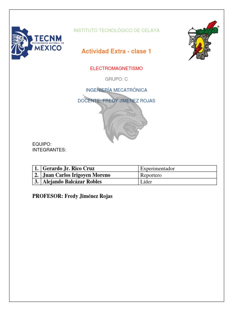Actividad Extra Clase 1 (Electromagnetismo - Grupo C) | PDF | Interacción fundamental | Divergencia